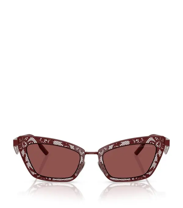 Dolce & Gabbana Steel Rectangle Frame Sunglasses - Red