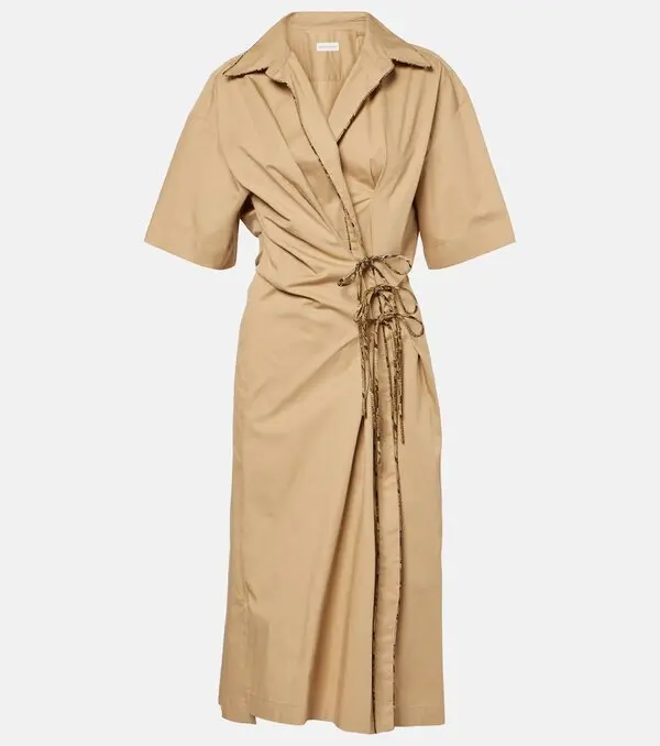 Dries Van Noten Cotton Wrap Dress - Beige
