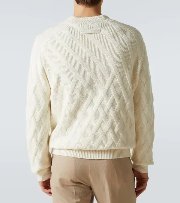 Zegna Ribbed-knit Cotton Cardigan With Leather Trim