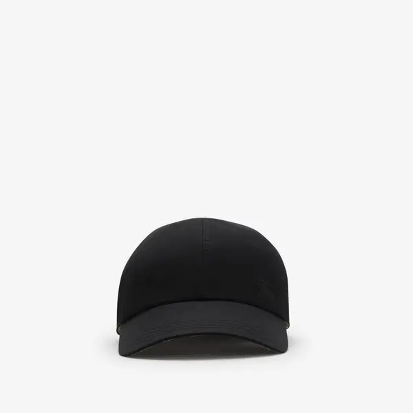 Burberry Equestrian Knight Gabardine Baseball Cap - Black/sand Beige