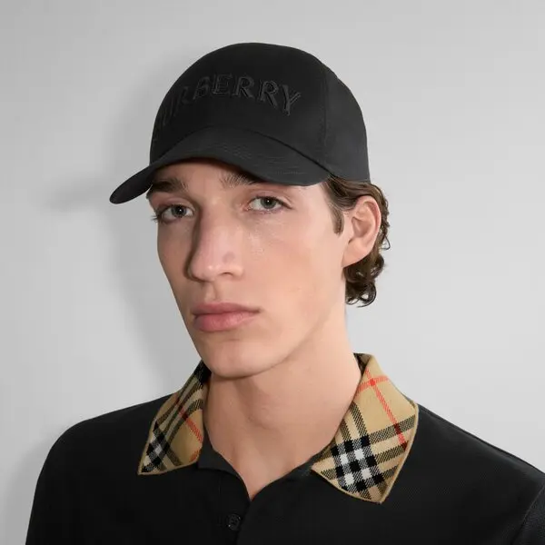Burberry Logo Gabardine Baseball Cap - Black
