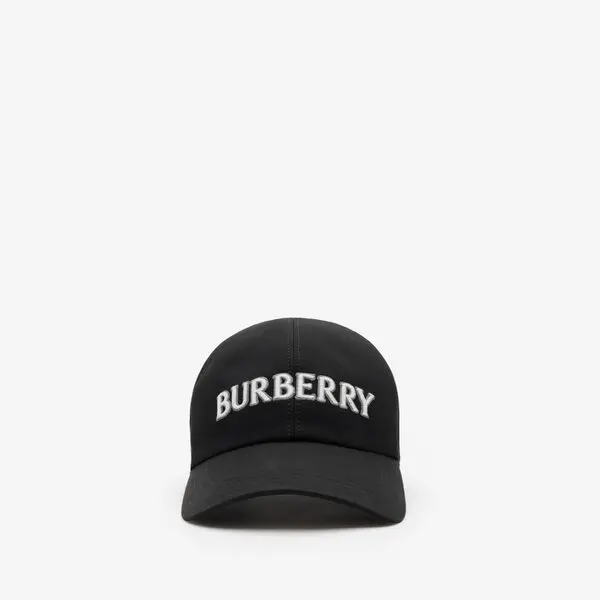 Burberry Logo Gabardine Baseball Cap - Black