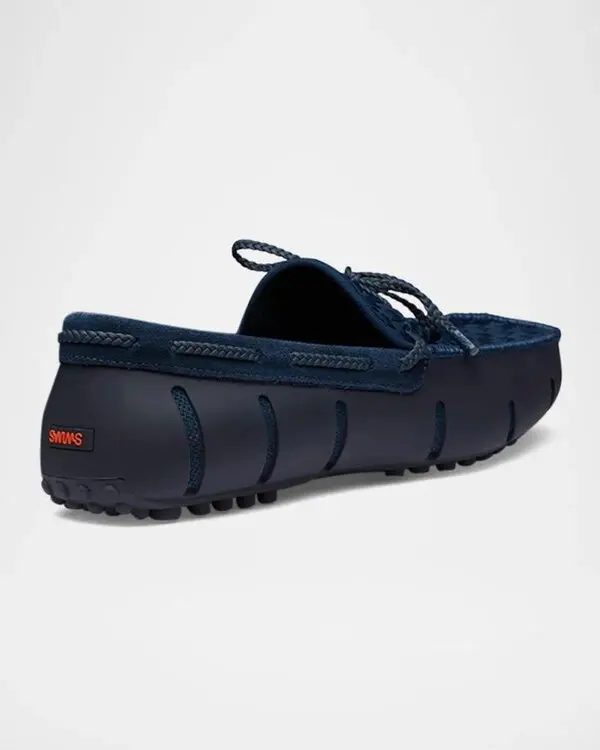 Swims Woven Textile And Suede Drivers - Navy