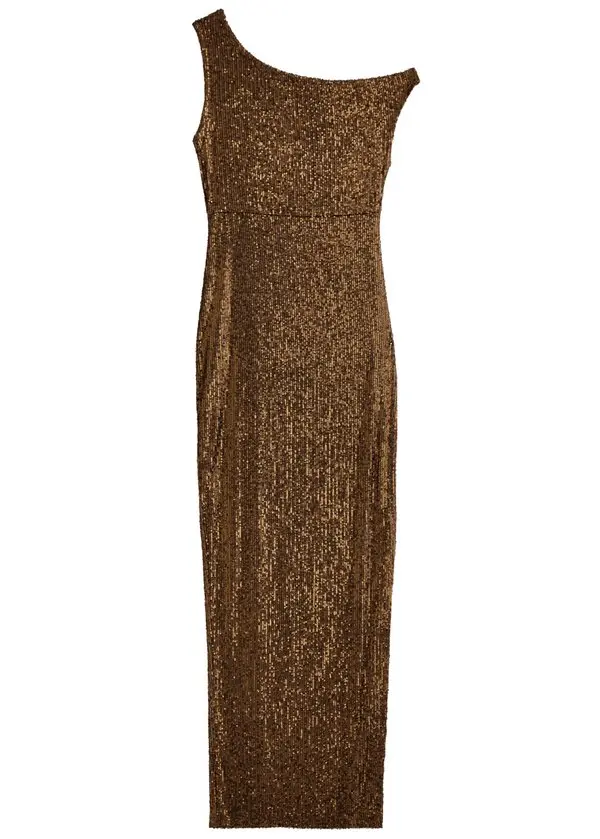 Norma Kamali Draped Sequin-embellished Gown