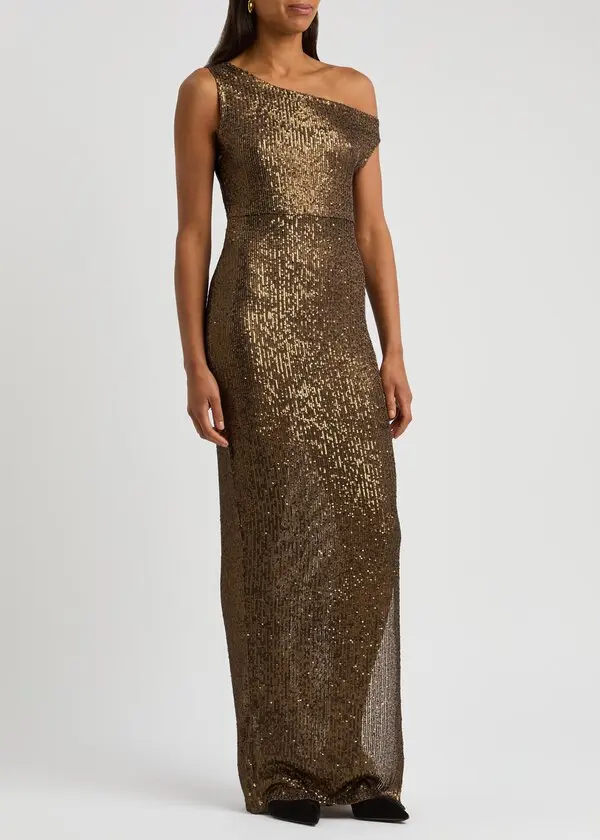 Norma Kamali Draped Sequin-embellished Gown