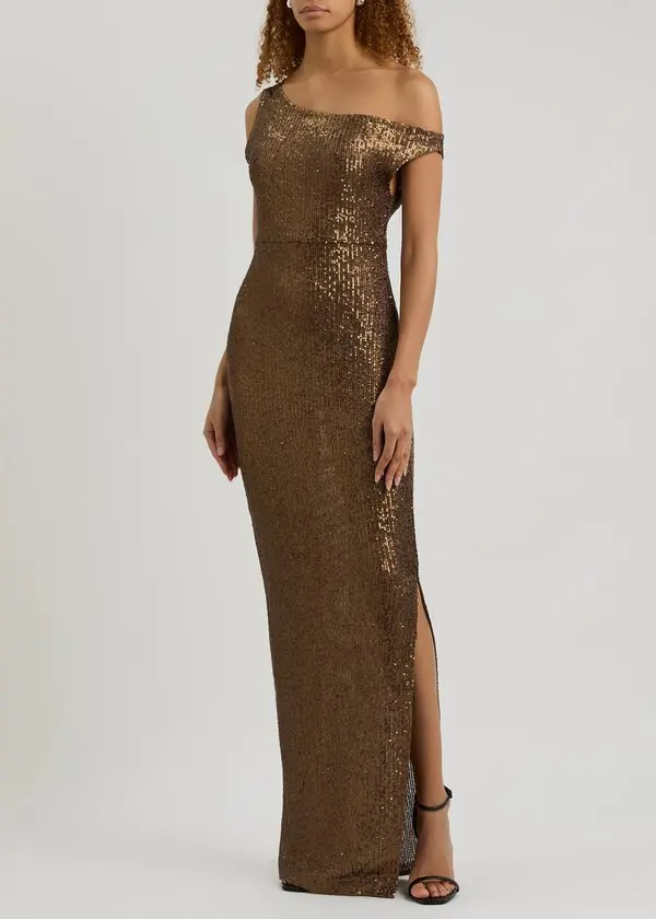 Norma Kamali Draped Sequin-embellished Gown