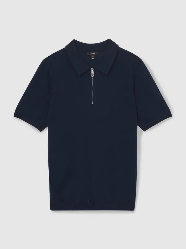 REISS Berkley Cotton Half-zip Knitted Polo Shirt