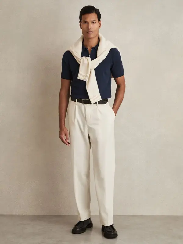 REISS Berkley Cotton Half-zip Knitted Polo Shirt