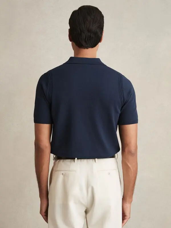 REISS Berkley Cotton Half-zip Knitted Polo Shirt