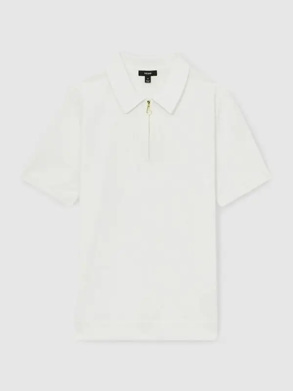 REISS Berkley Cotton Half-zip Knitted Polo Shirt