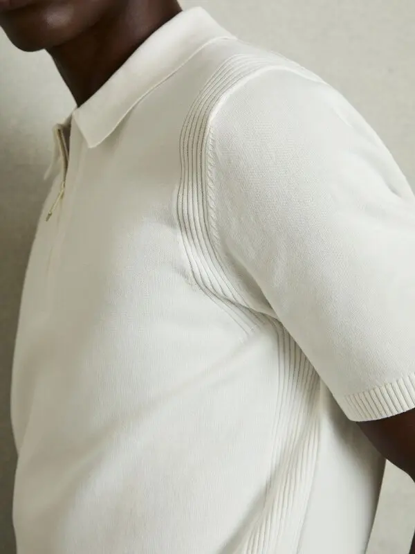 REISS Berkley Cotton Half-zip Knitted Polo Shirt