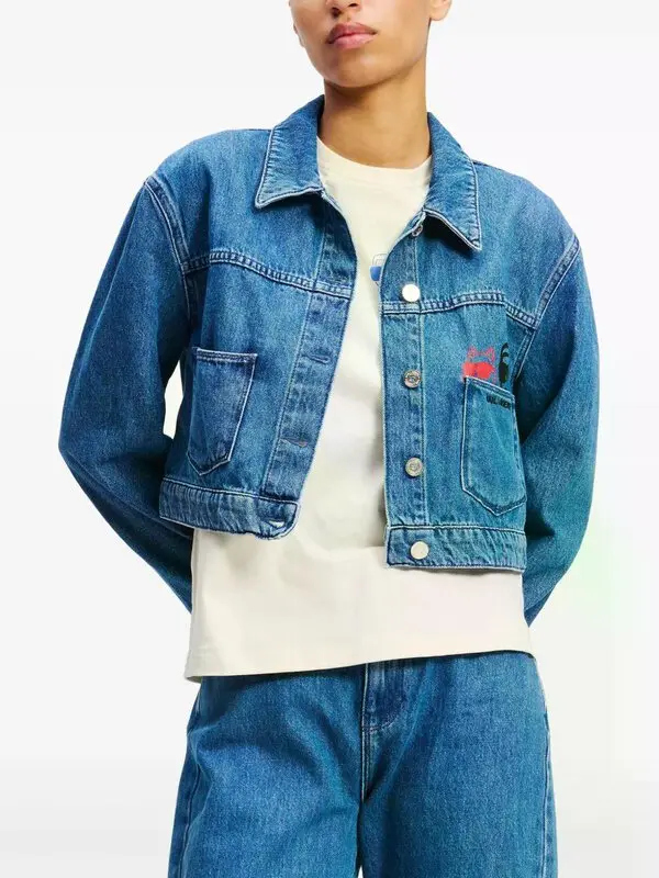 Karl Lagerfeld Ikon Cropped Denim Jacket