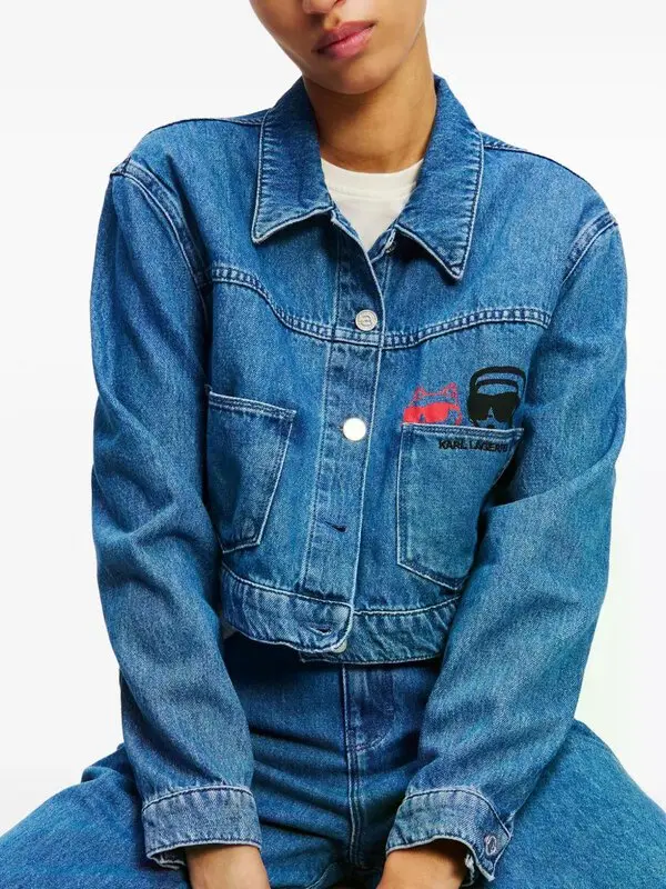 Karl Lagerfeld Ikon Cropped Denim Jacket
