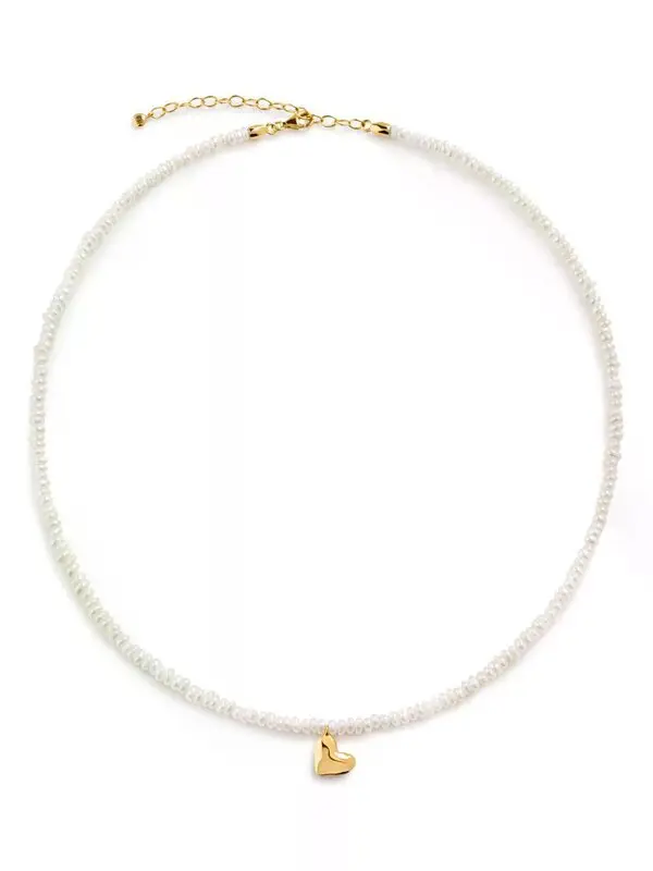 Monica Vinader Heart Mini Pearl Necklace - Gold