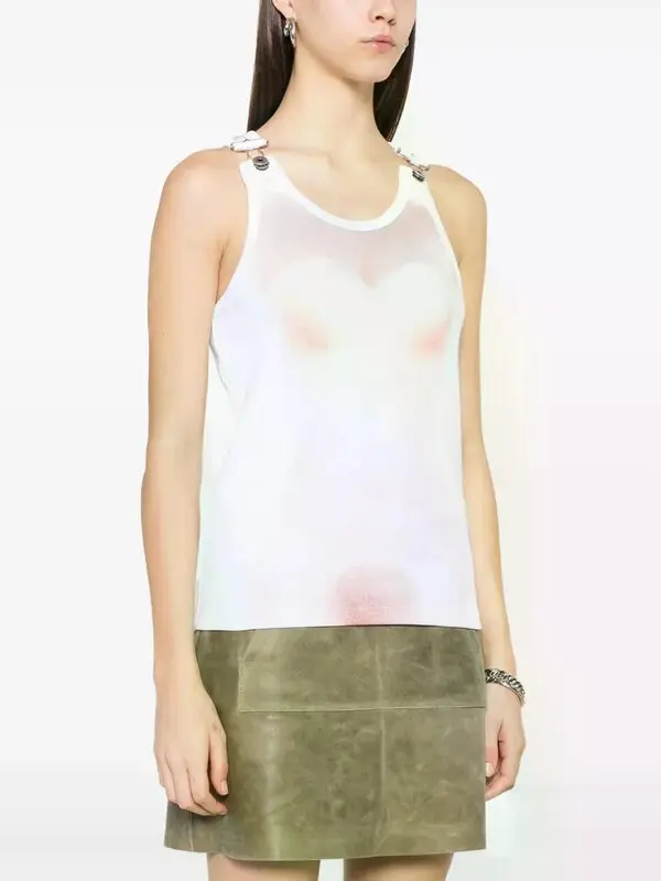 Jean Paul Gaultier Le Classique Leather Print Top - White - 40