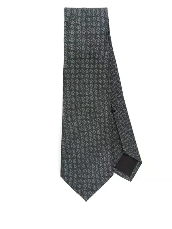 Gucci Logo-jacquard Neck Tie - Grey