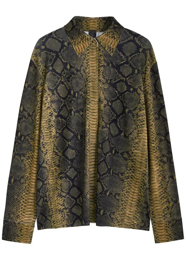 Norma Kamali Python-print Stretch-jersey Shirt