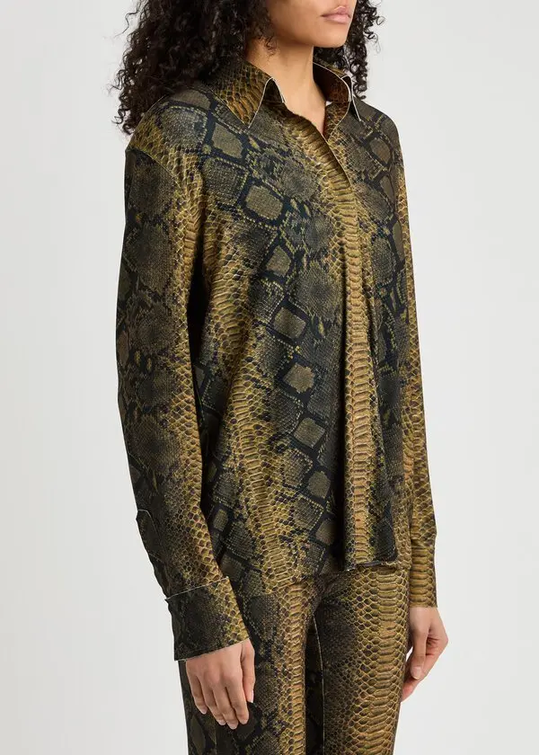 Norma Kamali Python-print Stretch-jersey Shirt