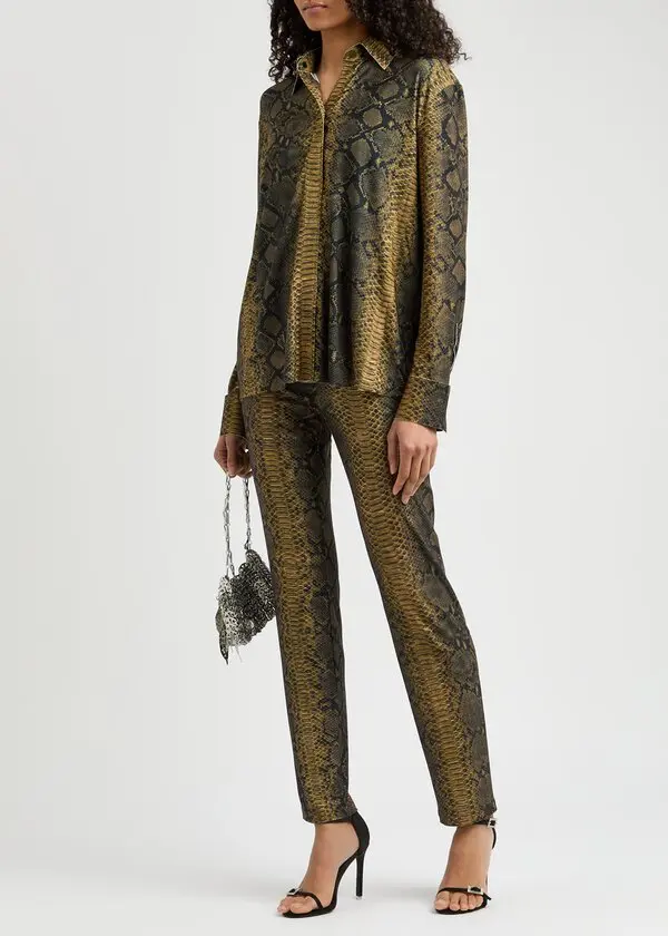 Norma Kamali Python-print Stretch-jersey Shirt
