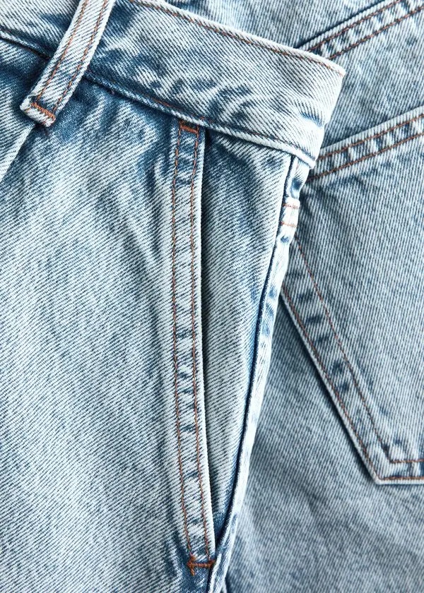 FRAME Pleated Denim Mini Skirt - Blue