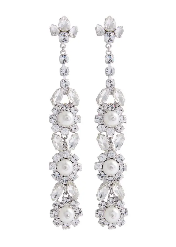 Simone Rocha Crystal And Faux Drop Earrings - Pearl