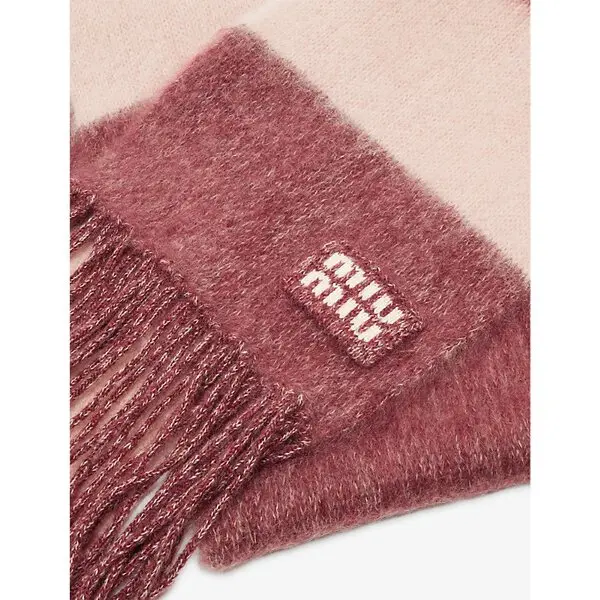 Miu Miu Stripe Brushed Mohair Wool-blend Scarf