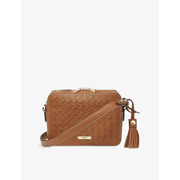 ASPINAL OF LONDON Interlock-weave Leather Camera Bag - Tan