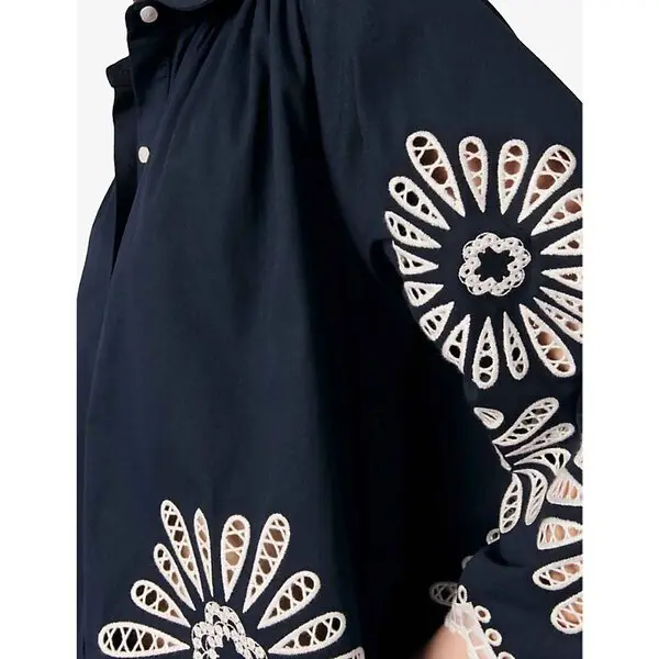 Maje Crochet-detail Cropped Cotton Shirt