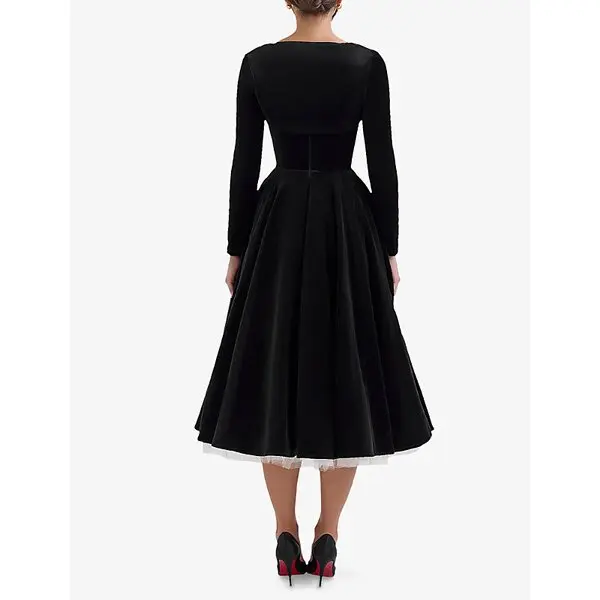 mademoiselle black tulle midi dress Mademoiselle Bustier Stretch Satin Midi Dress (Women)
