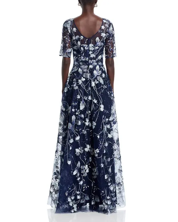 Rickie Freeman For Teri Jon Floral Embroidered Gown