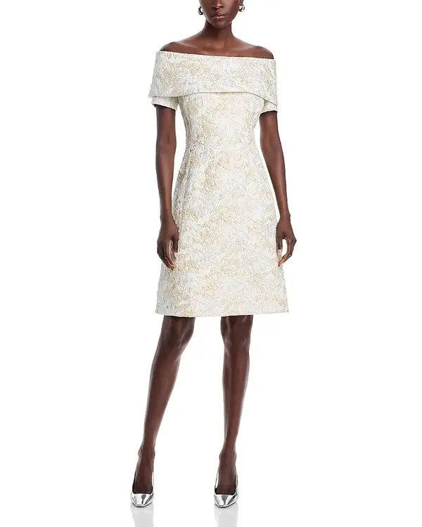 aqua embroidered scalloped mini dress Teri Jon One Shoulder Side Drape Gown - Hot Pink main image 0