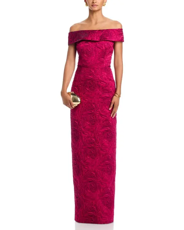 Rickie Freeman For Teri Jon Jacquard Gown - Lipstick