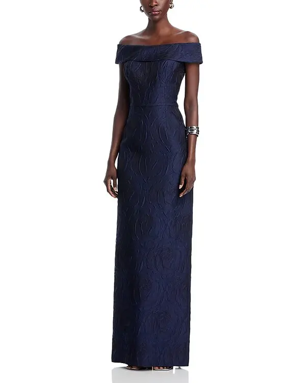 Rickie Freeman For Teri Jon Jacquard Gown - Navy
