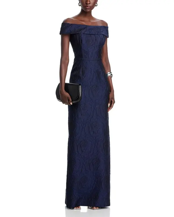 Rickie Freeman For Teri Jon Jacquard Gown - Navy