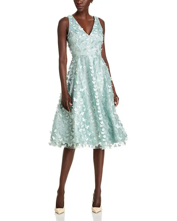 Eliza J 3d Applique Midi Dress - Sage
