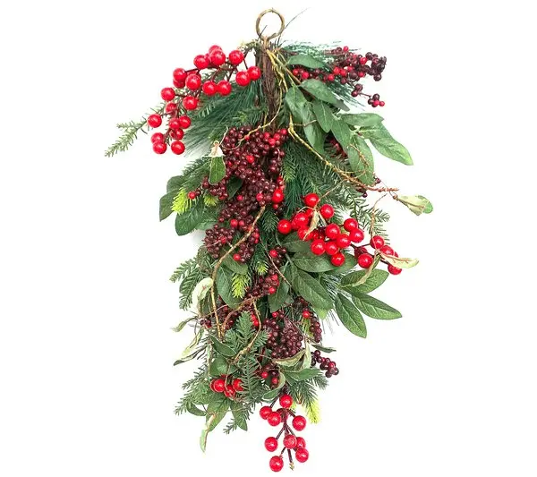 BRITE STAR 24' Mixed Pine Drop With Berries And Olive Leaves - One-color