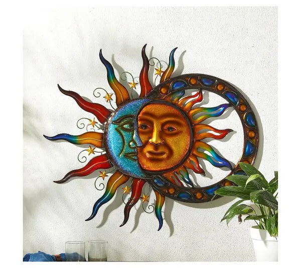 GLITZHOME 34' Sun And Moon Indoor Outdoor Wall Ecor - One-color