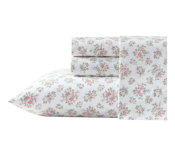 Laura Ashley Leanna Rose Mauve Pink Queen Sheet Set - One-color