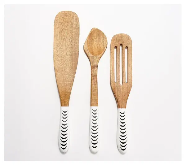 MAD HUNGRY 3pc Acacia Printed Wood Kitchen Tool Set - One-color
