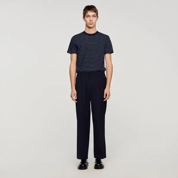 Sandro Wide-leg Trousers - Navy Blue