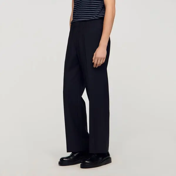 Sandro Wide-leg Trousers - Navy Blue