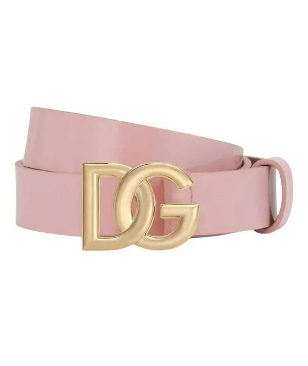 Dolce & Gabbana Patent Leather Belt With Logo - Pink