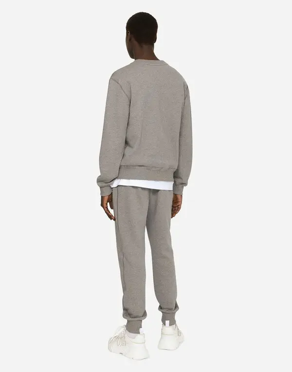 Dolce & Gabbana Cotton Jersey Sweatshirt With Logo Tag - Grey