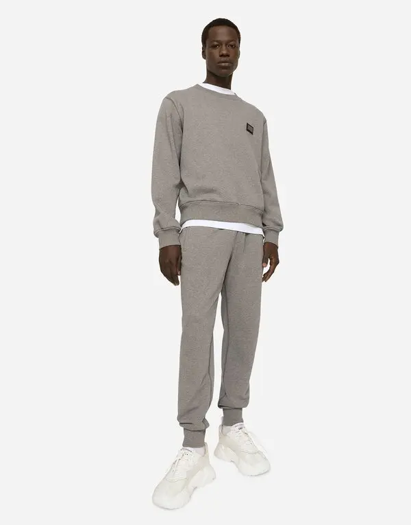 Dolce & Gabbana Cotton Jersey Sweatshirt With Logo Tag - Grey