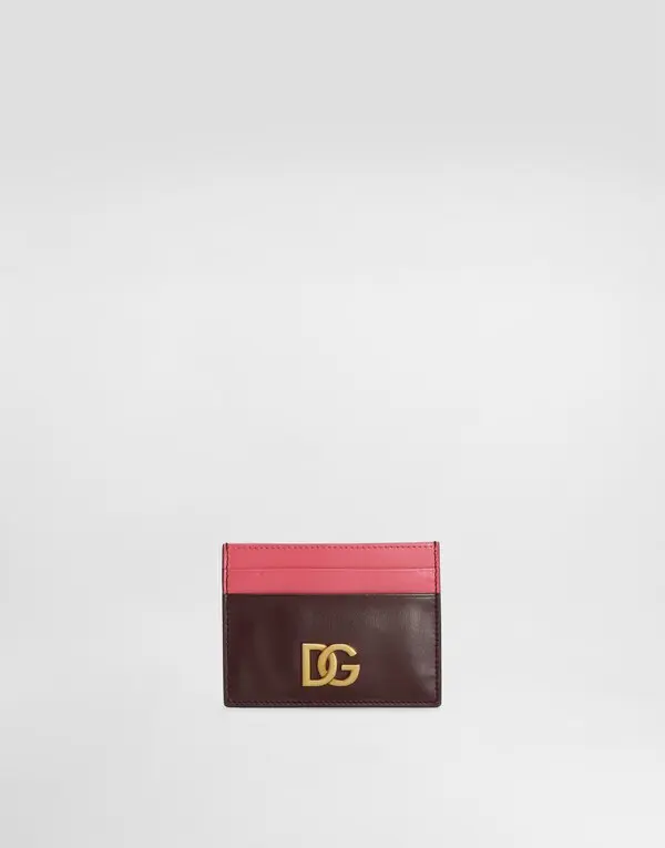 Dolce & Gabbana Calfskin Card Holder With Dg Logo - Bordeaux