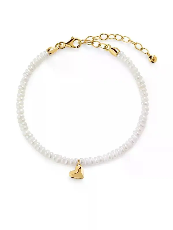 Monica Vinader Mini Pearl Heart Bracelet - Gold