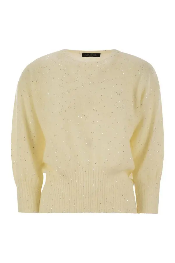 Fabiana Filippi Mohair Sweater With Sequins - Beige