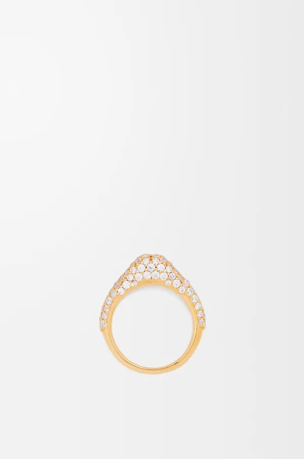 Loewe Sterling Silver Ring With Crystals - Gold/white