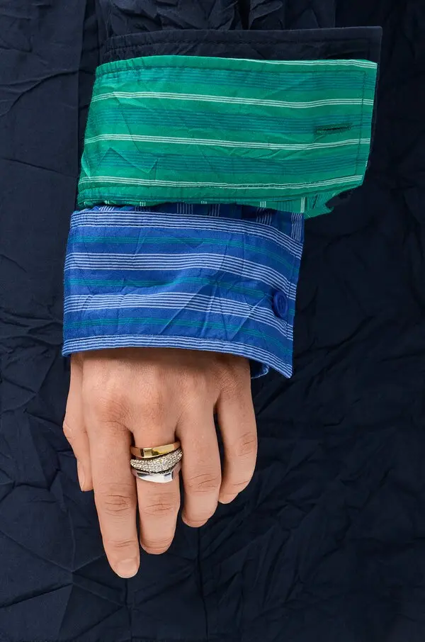 Loewe Sterling Silver Ring With Crystals - Gold/white
