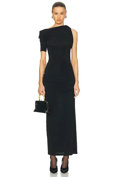 Jacquemus La Robe Drapeado Maxi Dress - Black